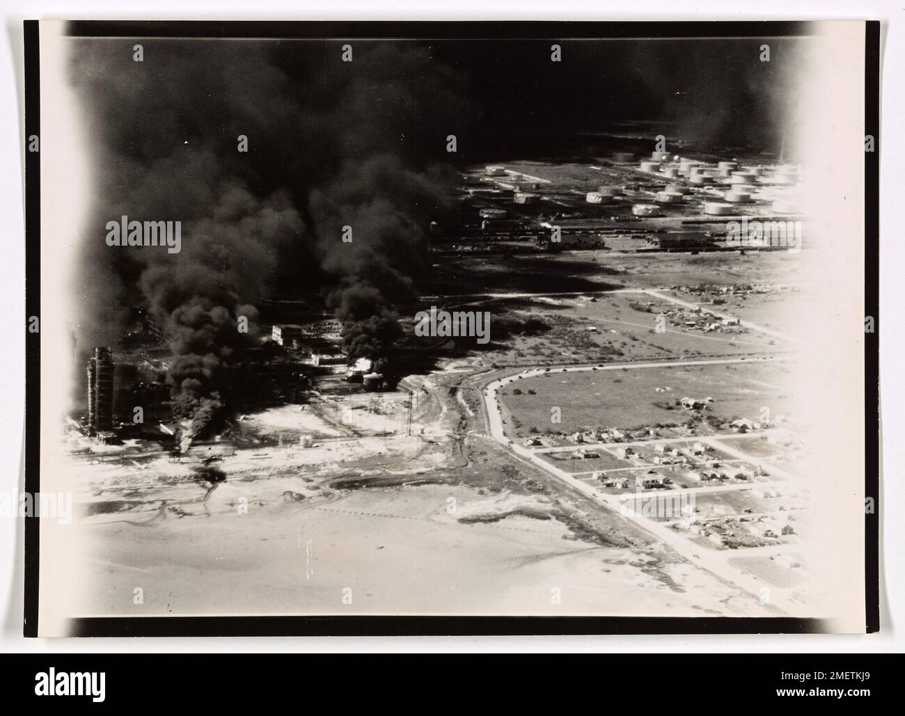 An aerial view of the devastating Texas City fire, showing the scale of ...