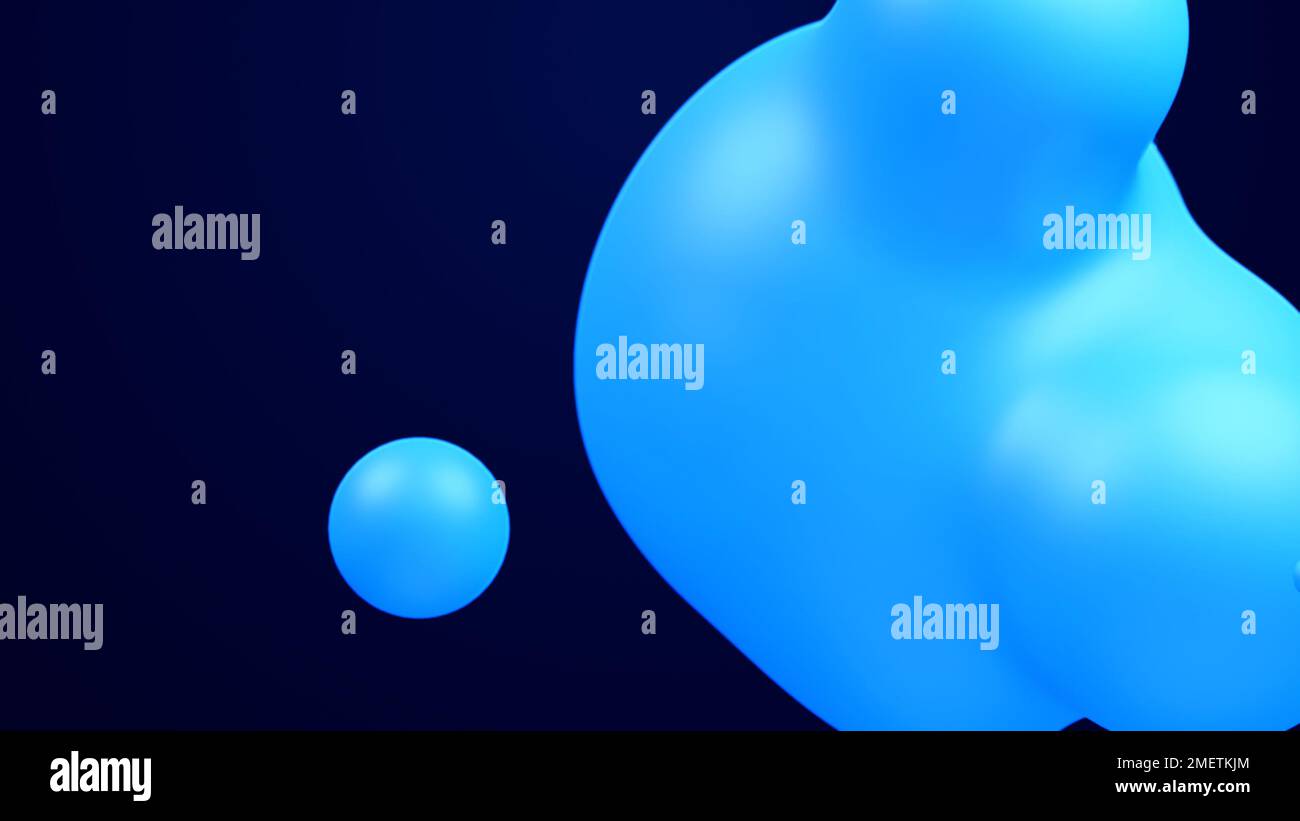 Metaverse 3d abstract background with droplets blue metaball molten wax ...