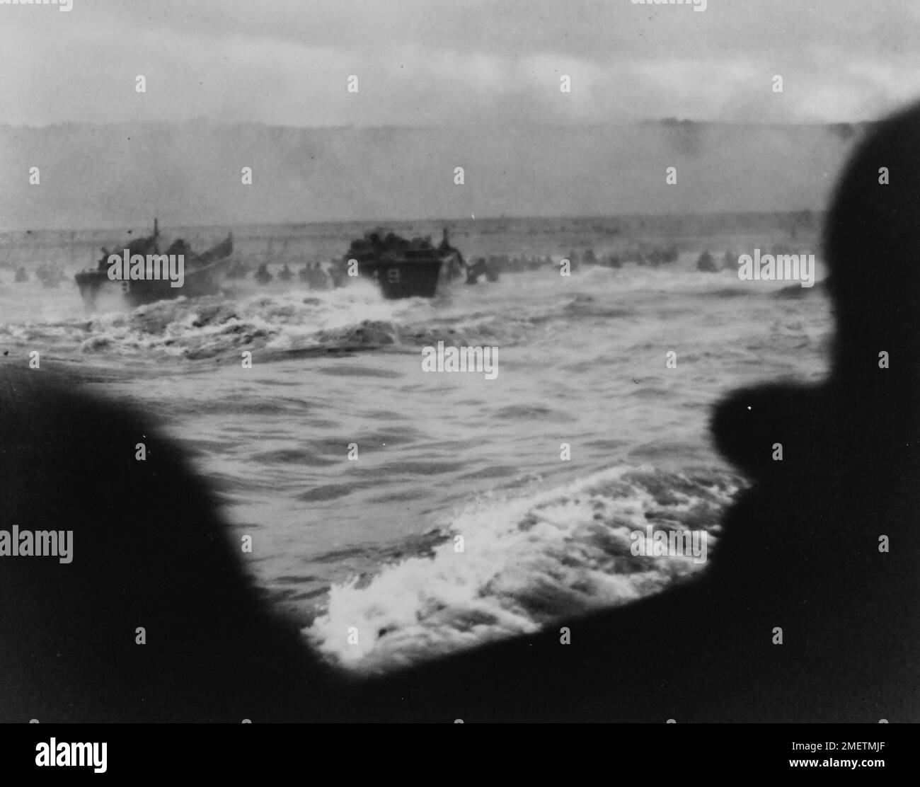 Photograph of Coast Guard Landing Barges Hitting the French Coast with ...