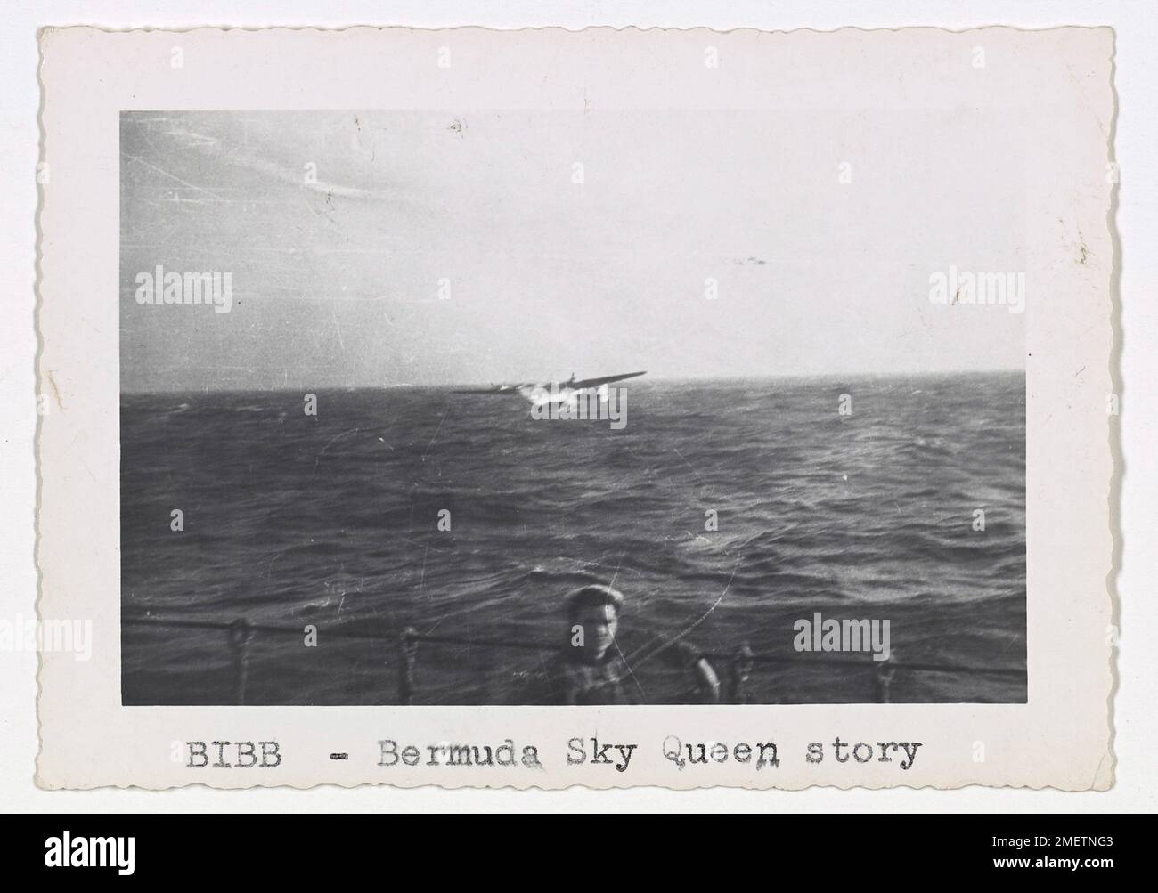 A view of the Bermuda Sky Queen, a civilian ship, taken from the deck ...