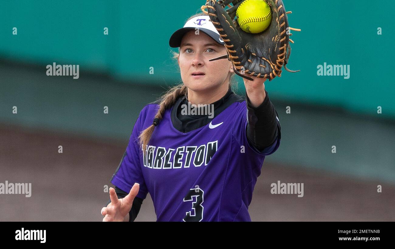 Tarleton State first baseman MacKenzie Peterson makes the catch for the ...