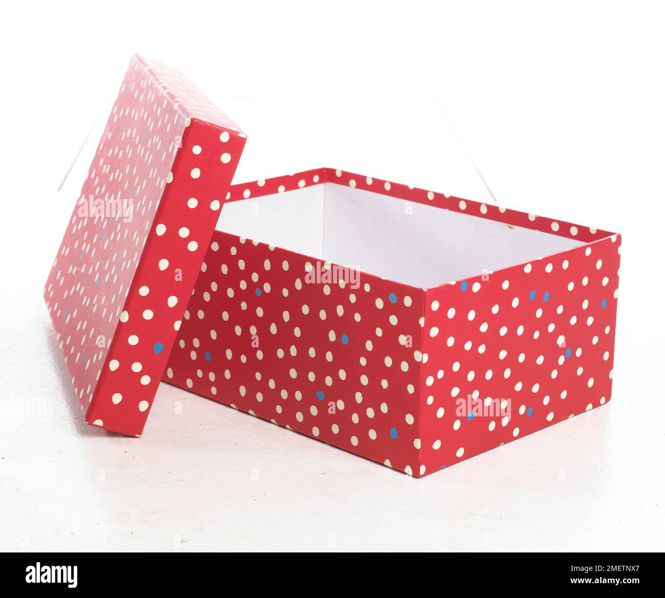 Red spotted pattern box with lid Stock Photo - Alamy