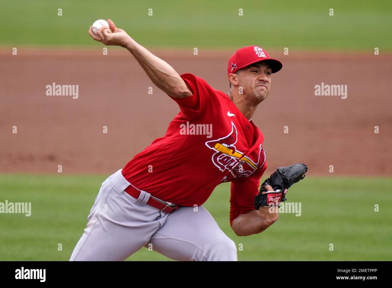FILE - St. Louis Cardinals starting pitcher Jack Flaherty throws during ...