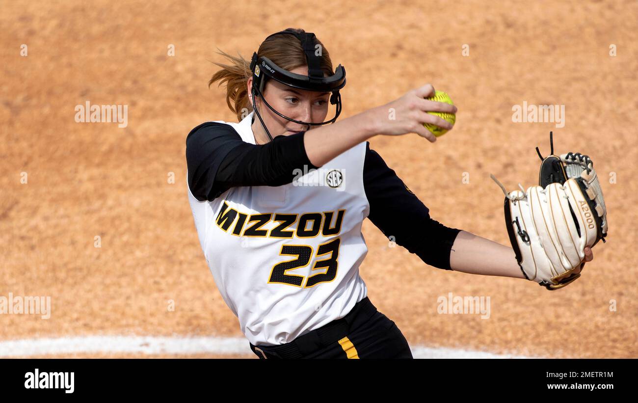 Missouri pitcher Jordan Weber during an NCAA softball game on Friday ...