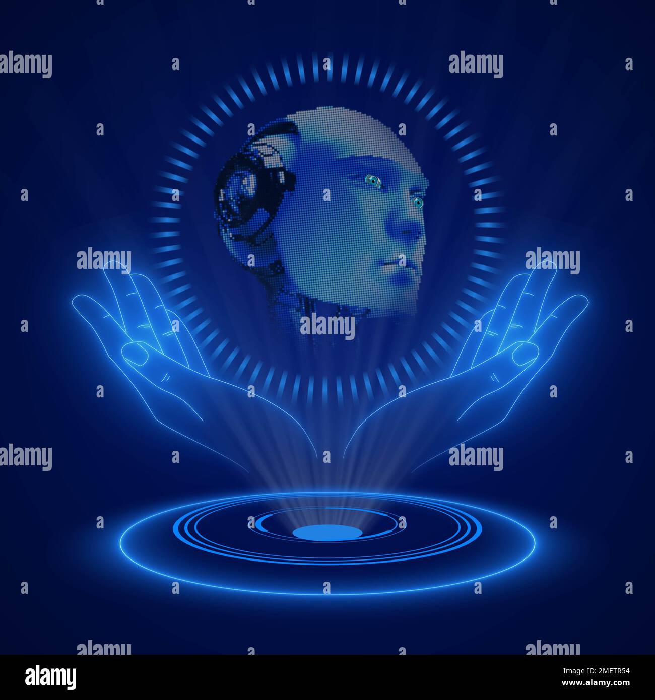 AI or artificial concept with hologram - Holographic abstract robotic ... AI or artificial concept with hologram - Holographic abstract robotic ...