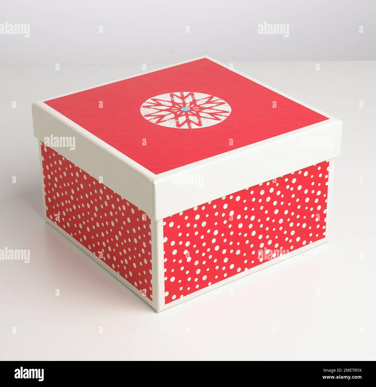 Red spotted box with lid Stock Photo - Alamy