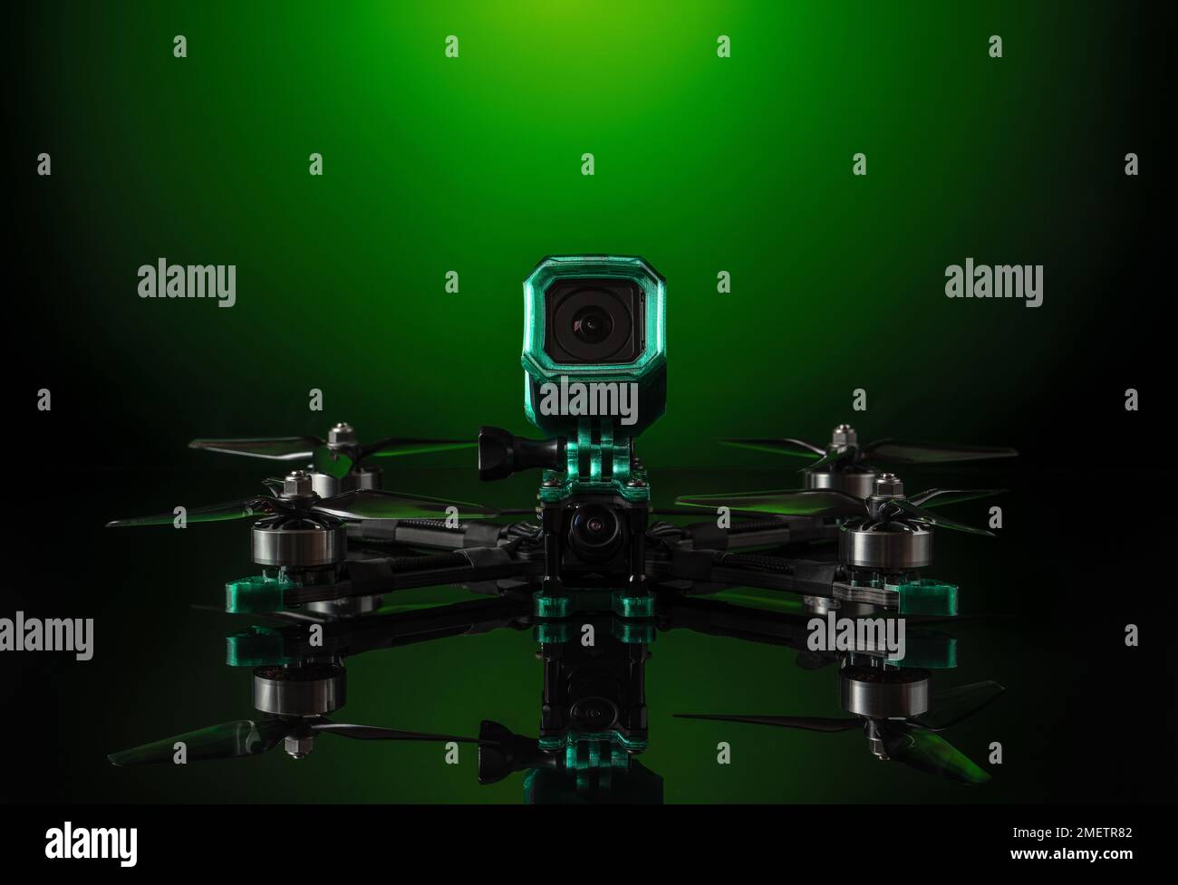 Modern FPV drone. Four-engine aircraft on the radio control. Drone for ...