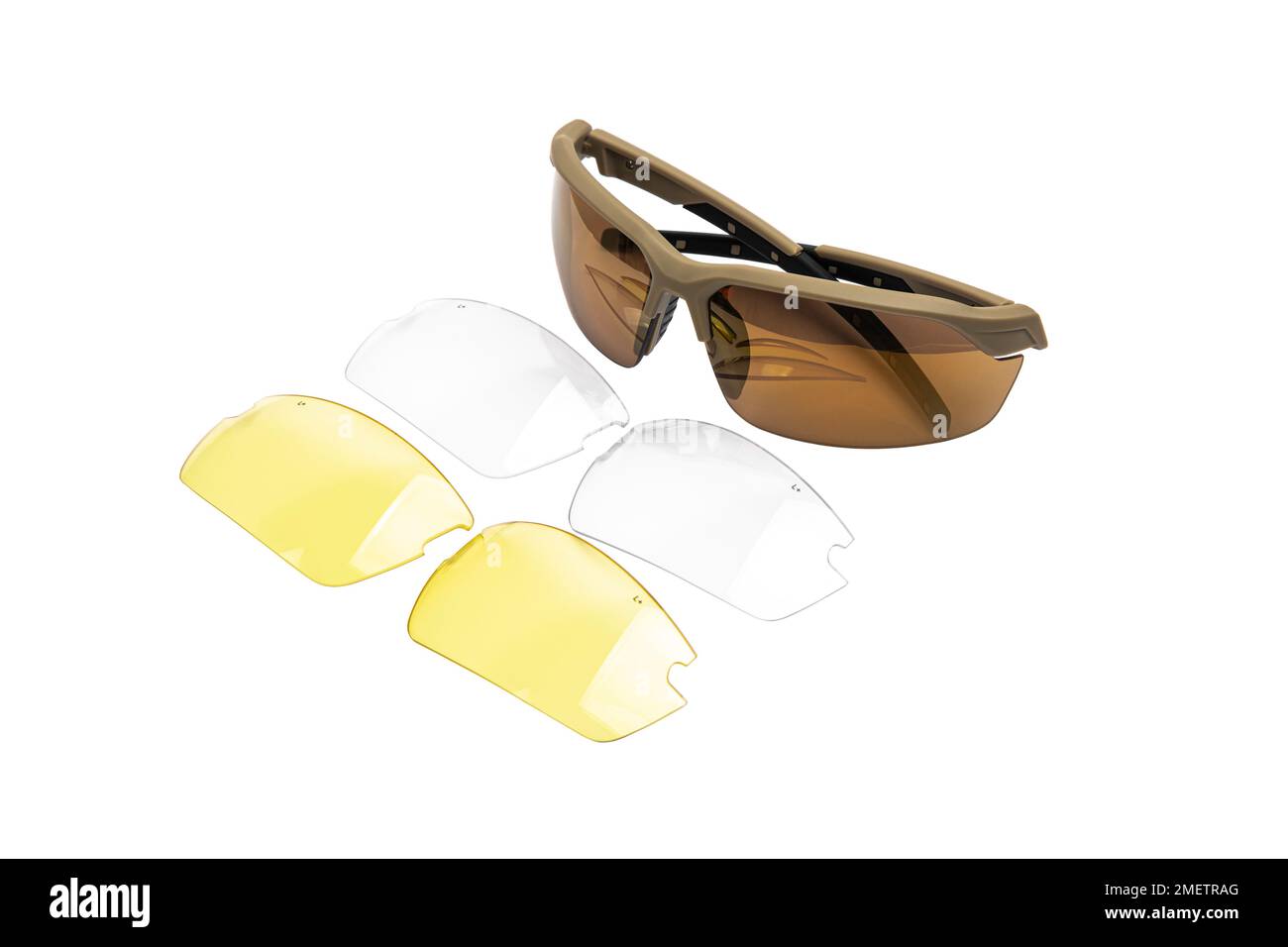 Modern goggles for eye protection. Glasses with plastic frames and ...