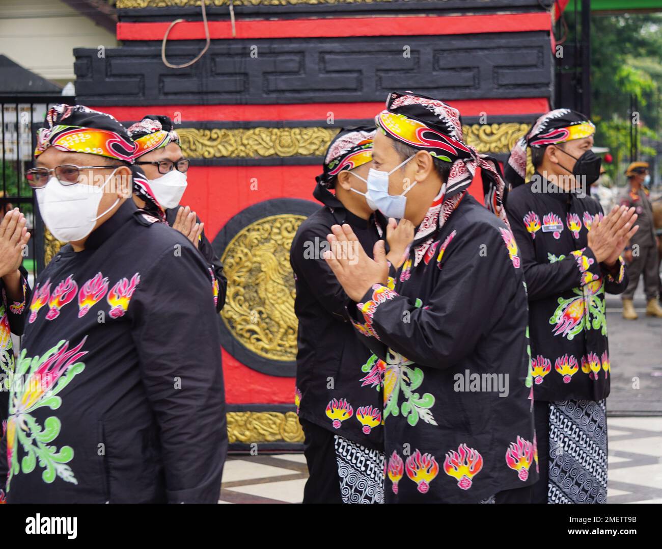Javanese with traditional cloth on celebration grebeg pancasila Stock ...
