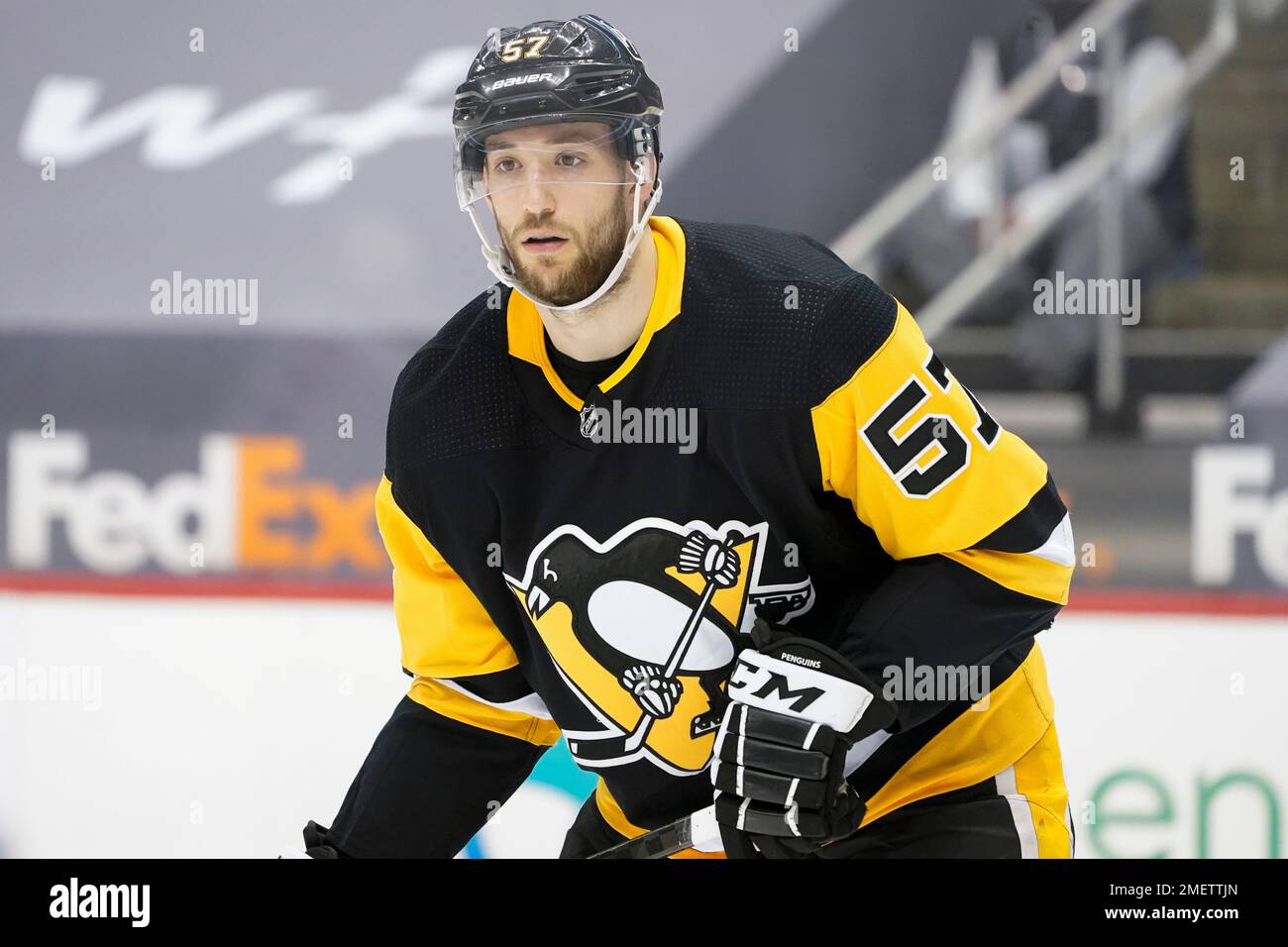 Pittsburgh Penguins' Anthony Angello (57) plays against the New York ...