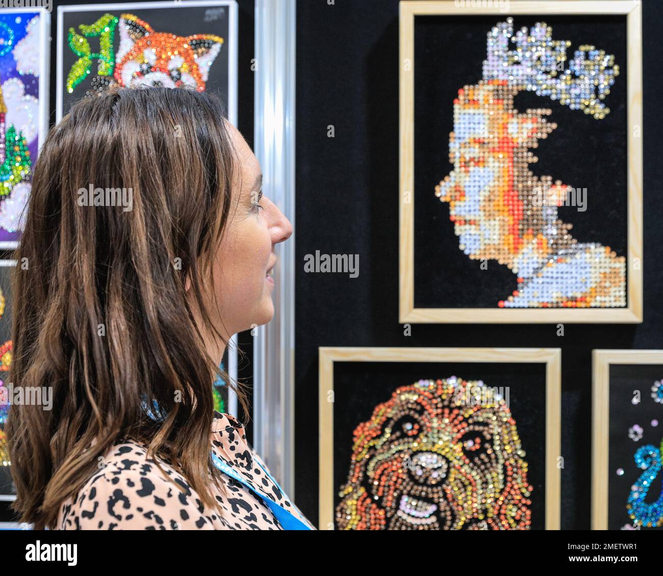 London, UK. 24th Jan, 2023. A representative for Sequin Art with a ...