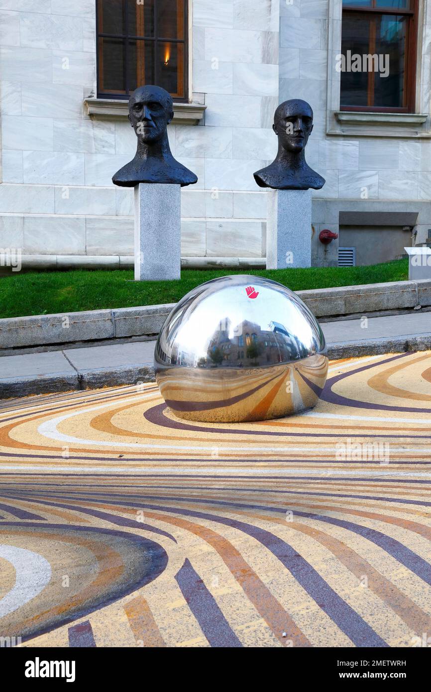Painted street with a chrome ball at the Museum of Fine Arts, Montreal ...