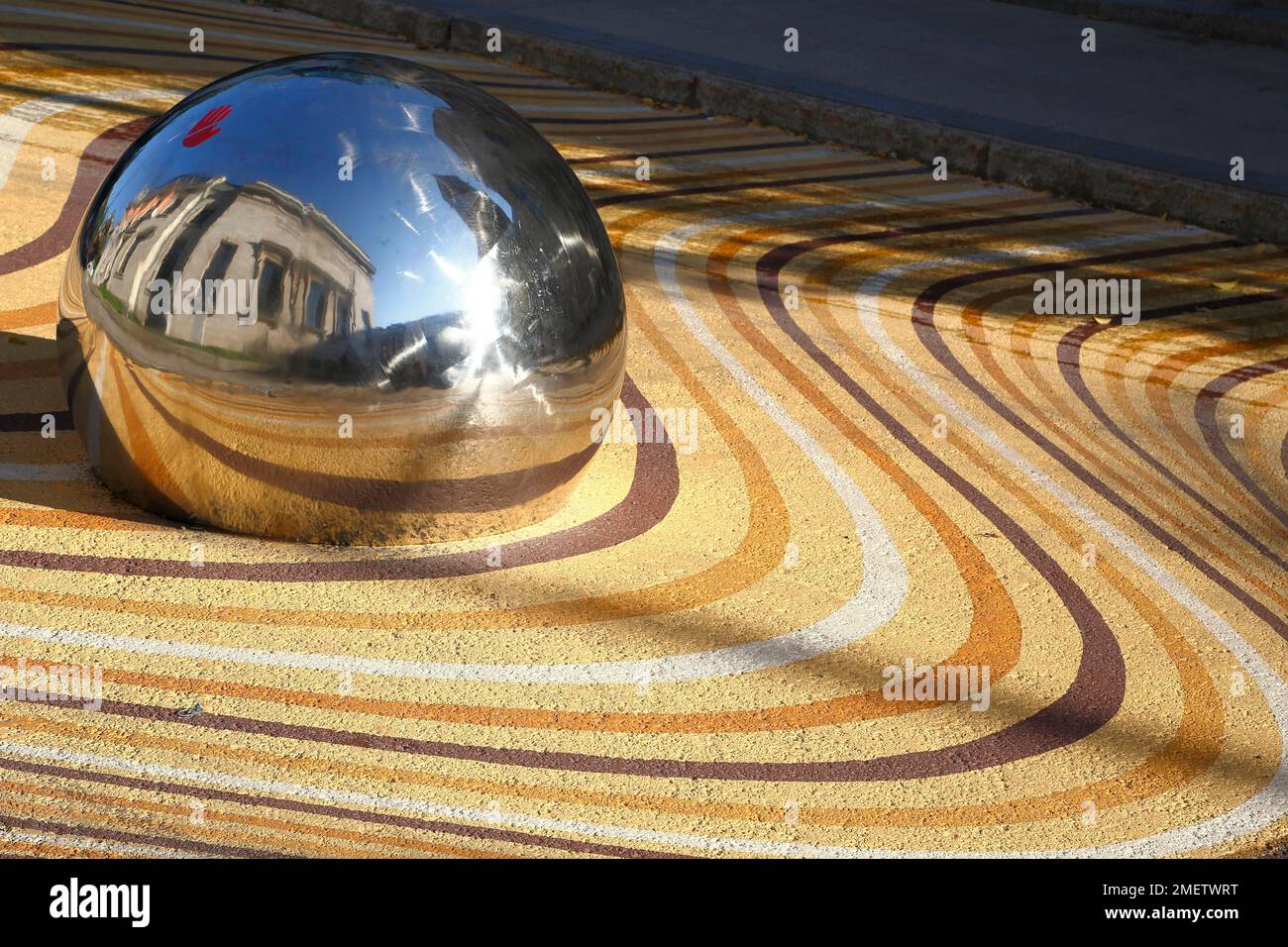 Painted street with a chrome ball at the Museum of Fine Arts, Montreal ...