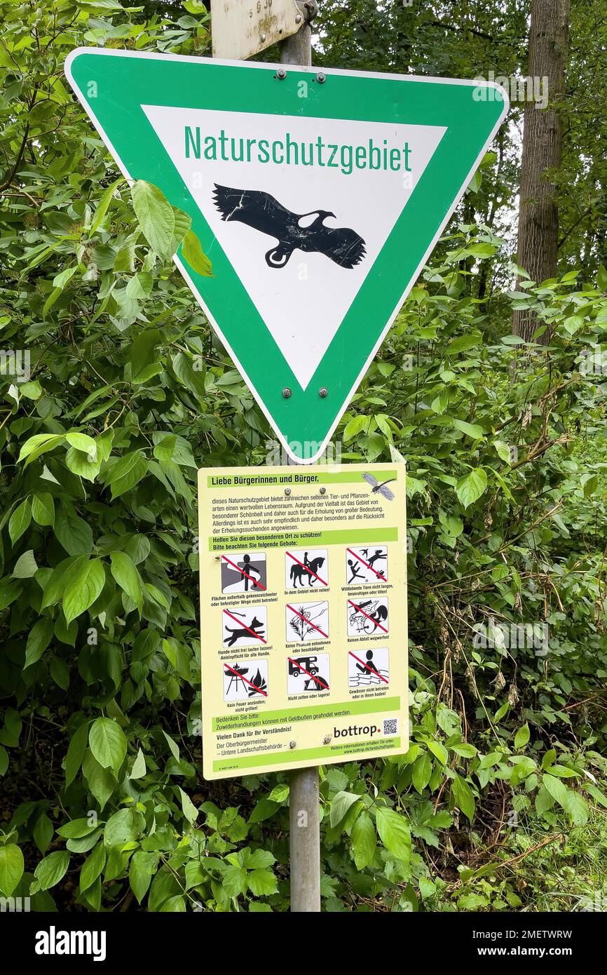 City of Bottrop sign for nature reserve, Bottrop, Ruhr area, North ...