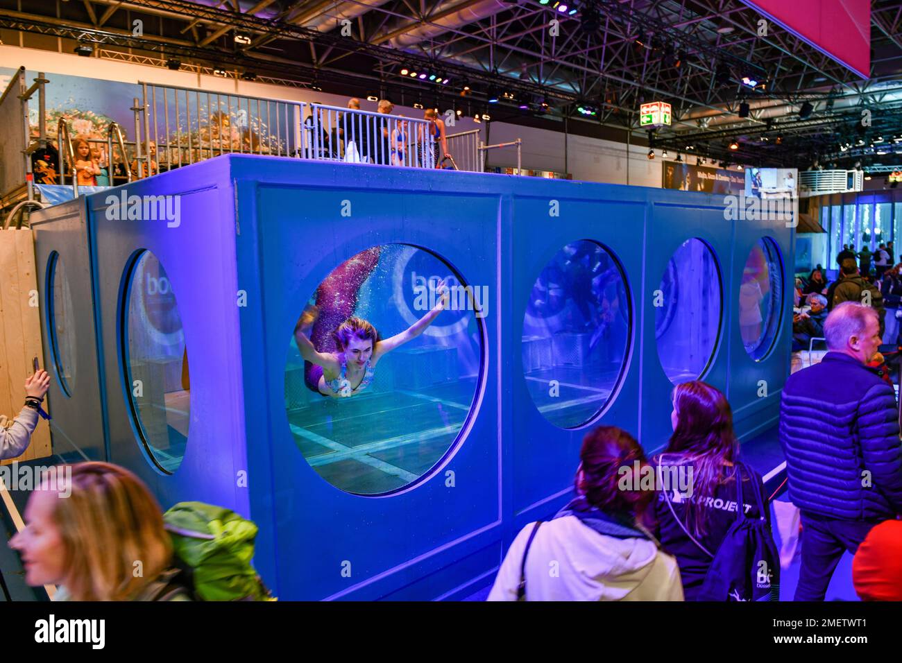 Diving pool for trial diving and mermaid swimming n Exhibition hall of ...