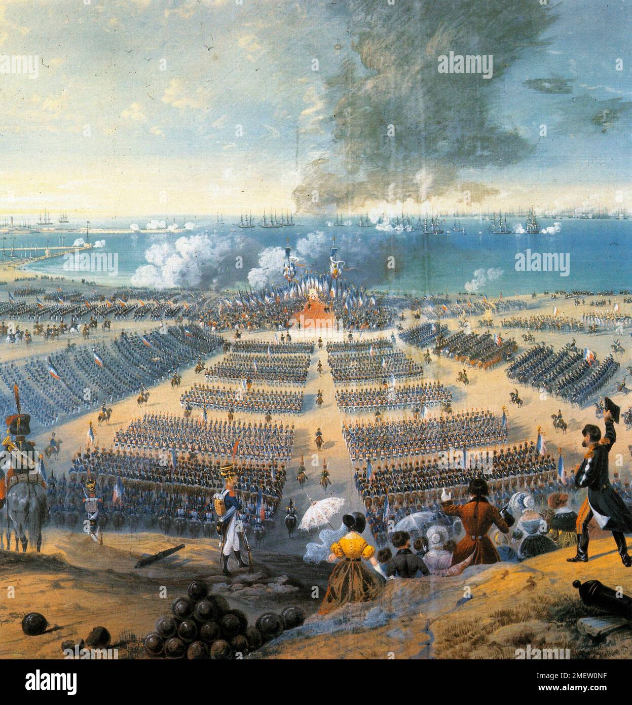 Napoleon's mighty invasion army at Boulogne. Contemporary painting by ...
