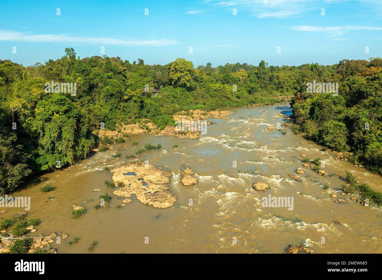 Aerial view of the rapids on the Song Dong Nai River in Cat Tien ...