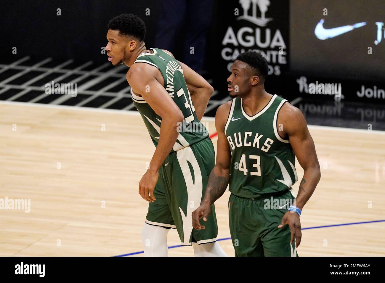 Milwaukee Bucks forward Giannis Antetokounmpo, left, and forward ...