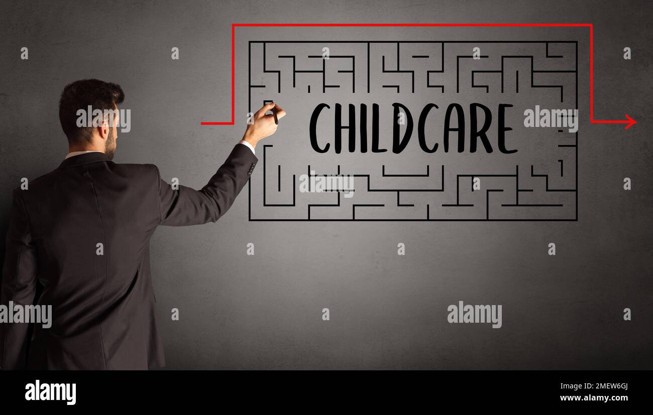 businessman drawing maze concept Stock Photo - Alamy