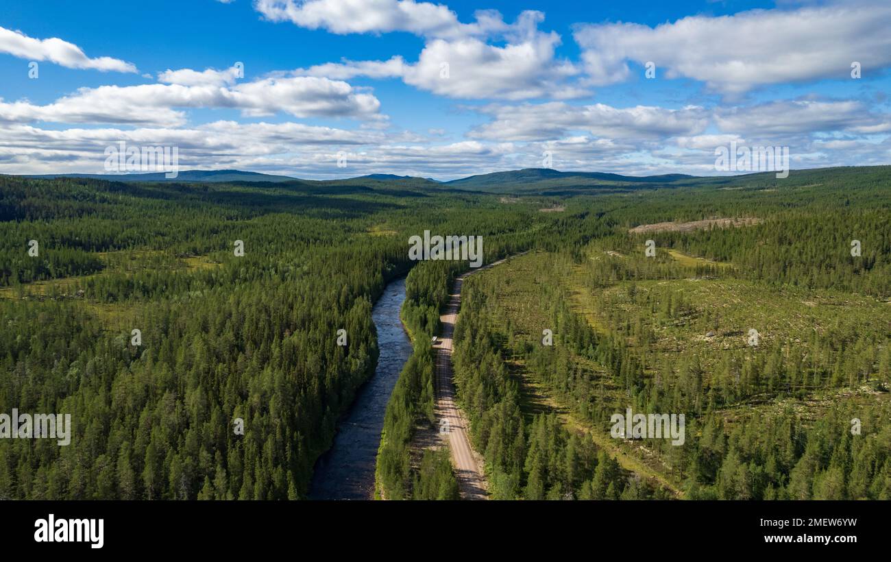 View over Full River in Sweden Stock Photo - Alamy