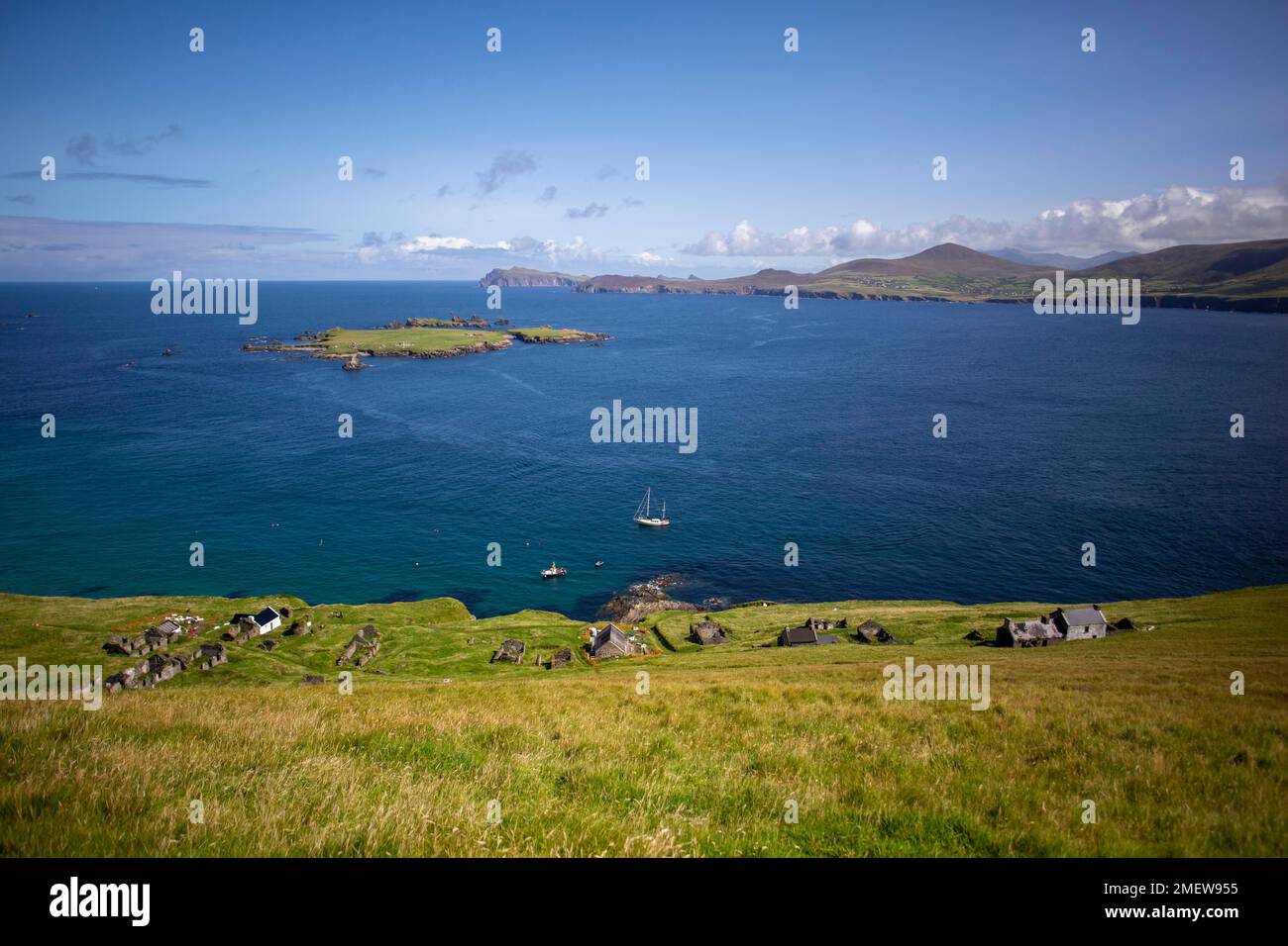 View of Blasket Sound and mainland from Great Blasket Island on a ...