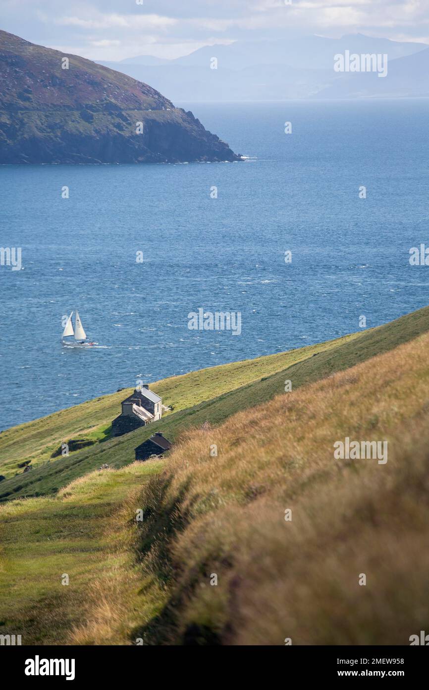 View of Blasket Sound and mainland from Great Blasket Island on a ...