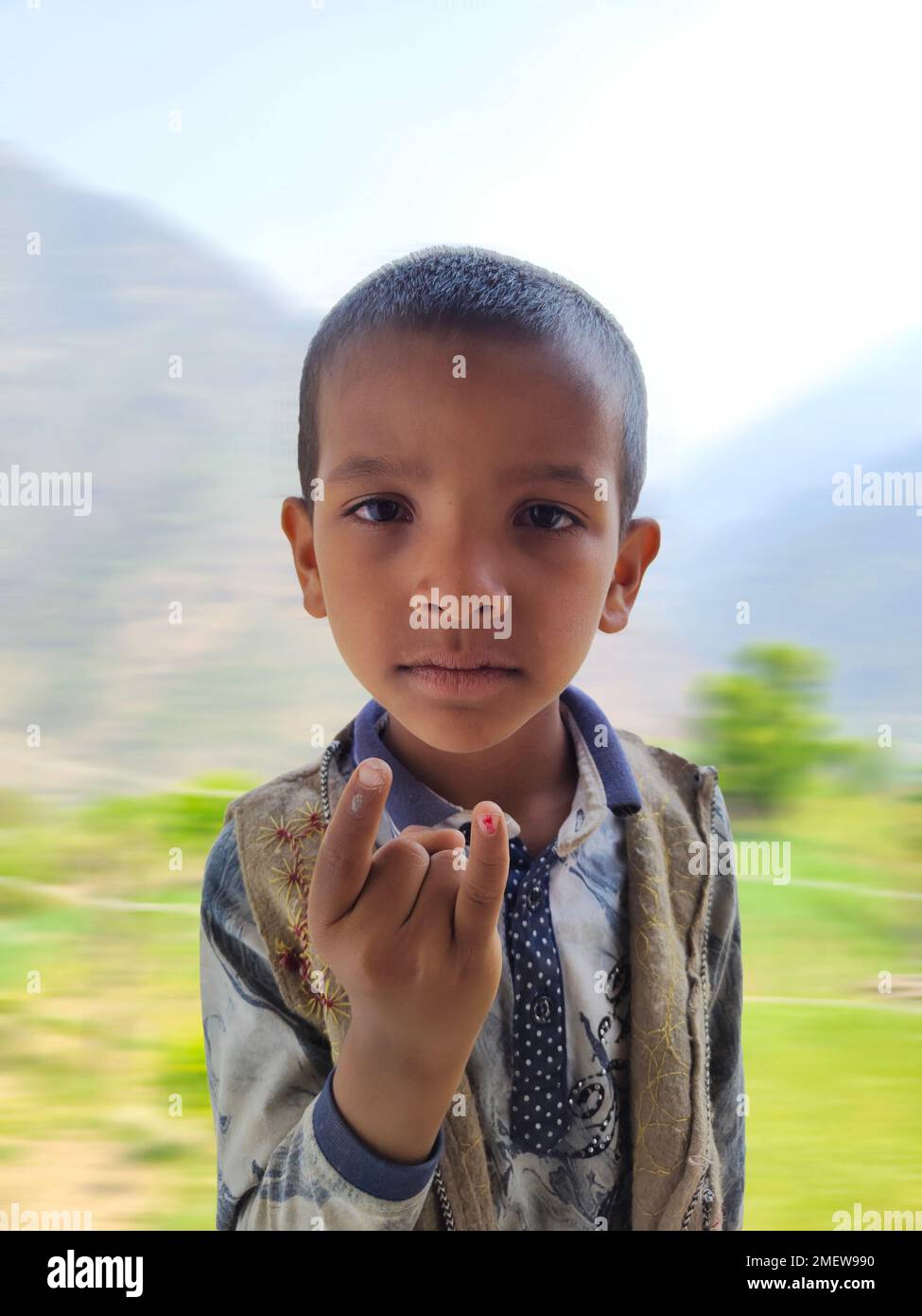 Himachal, India - June 6th, 2022 : Portrait of young Himalayan boy, kid ...