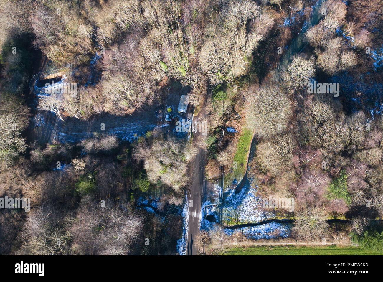 An aerial view of the former Ty Llwyd Quarry (right of frame) near to ...