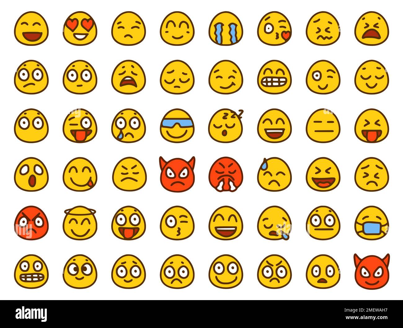 Set of emoticons showing different emotions in cartoon style isolated ...