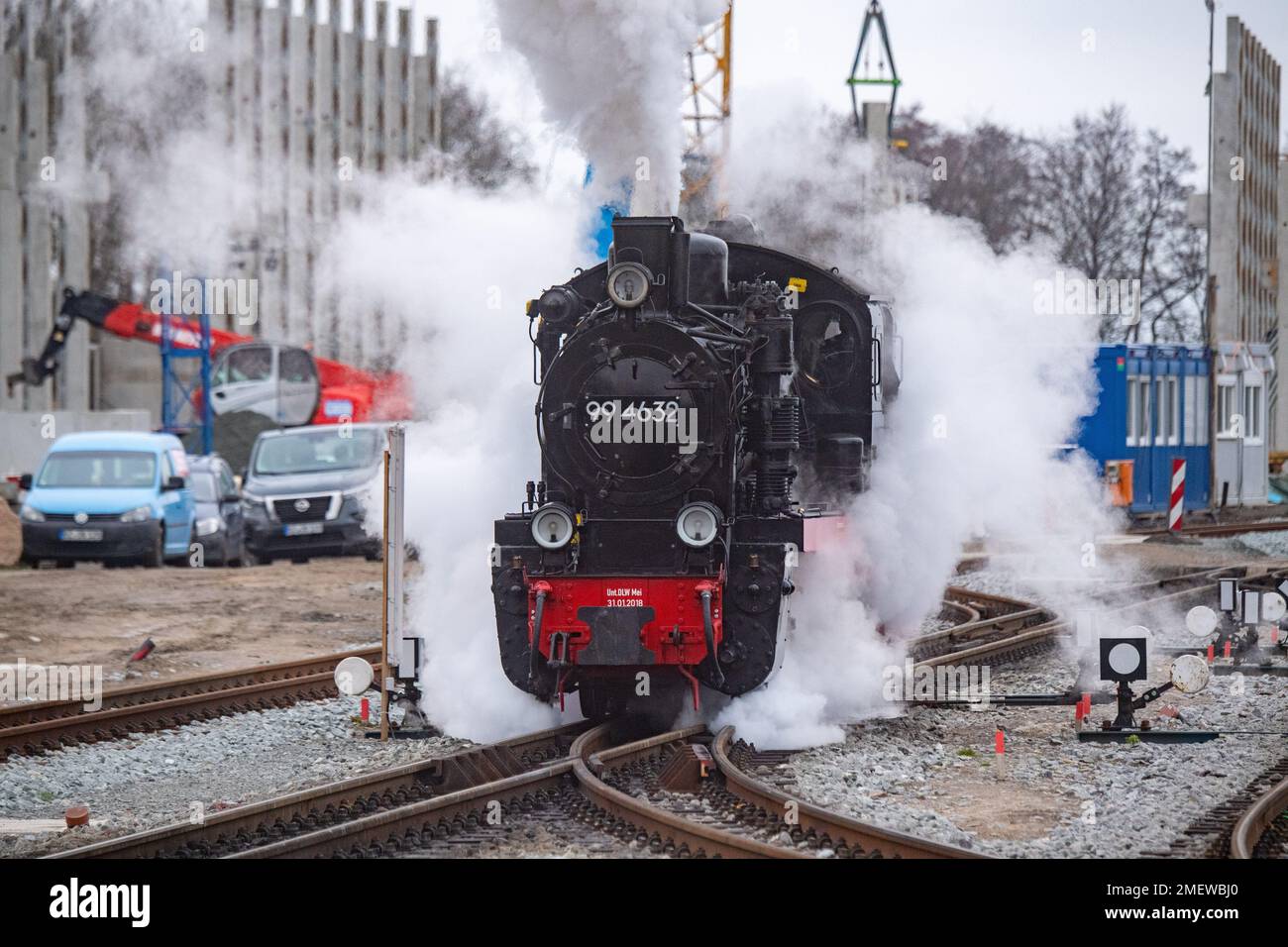 24 January 2023, Mecklenburg-Western Pomerania, Putbus: The steam ...