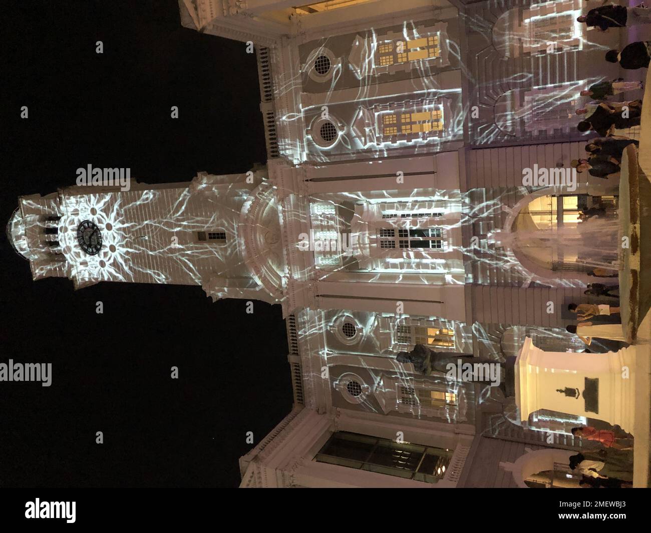 Light projections on The Victoria Theatre and Concert Hall in Singapore ...