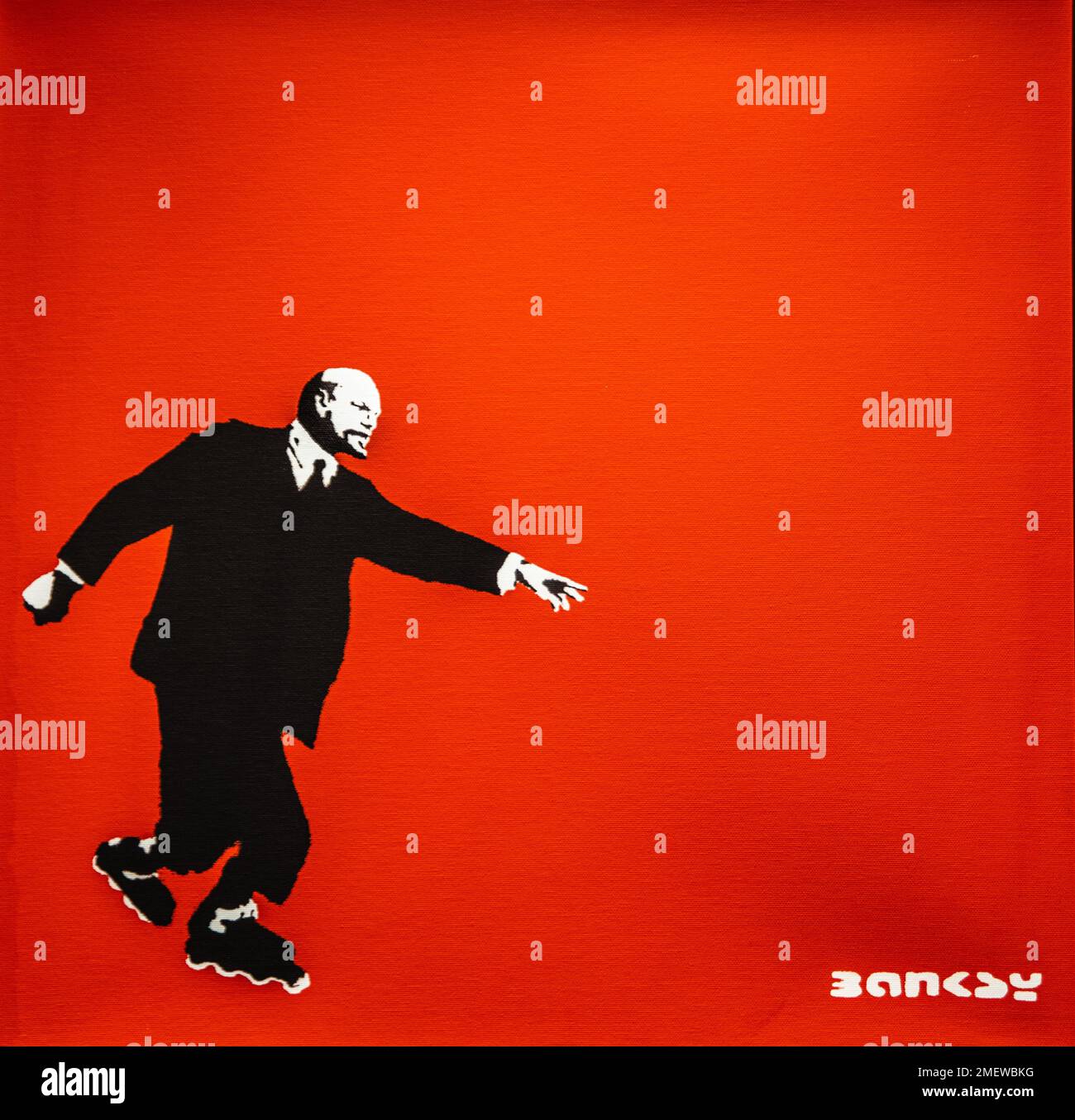 Red Lenin, Persiflage auf die stereotypische Pose als Bewegung mit ...