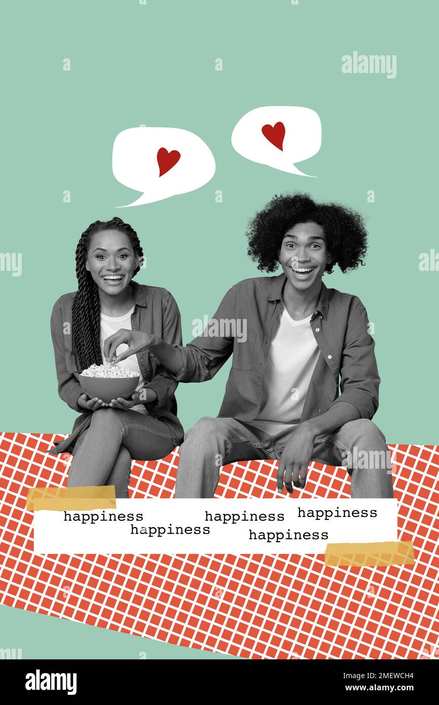 Creative photo 3d collage artwork poster postcard of positive happy ...