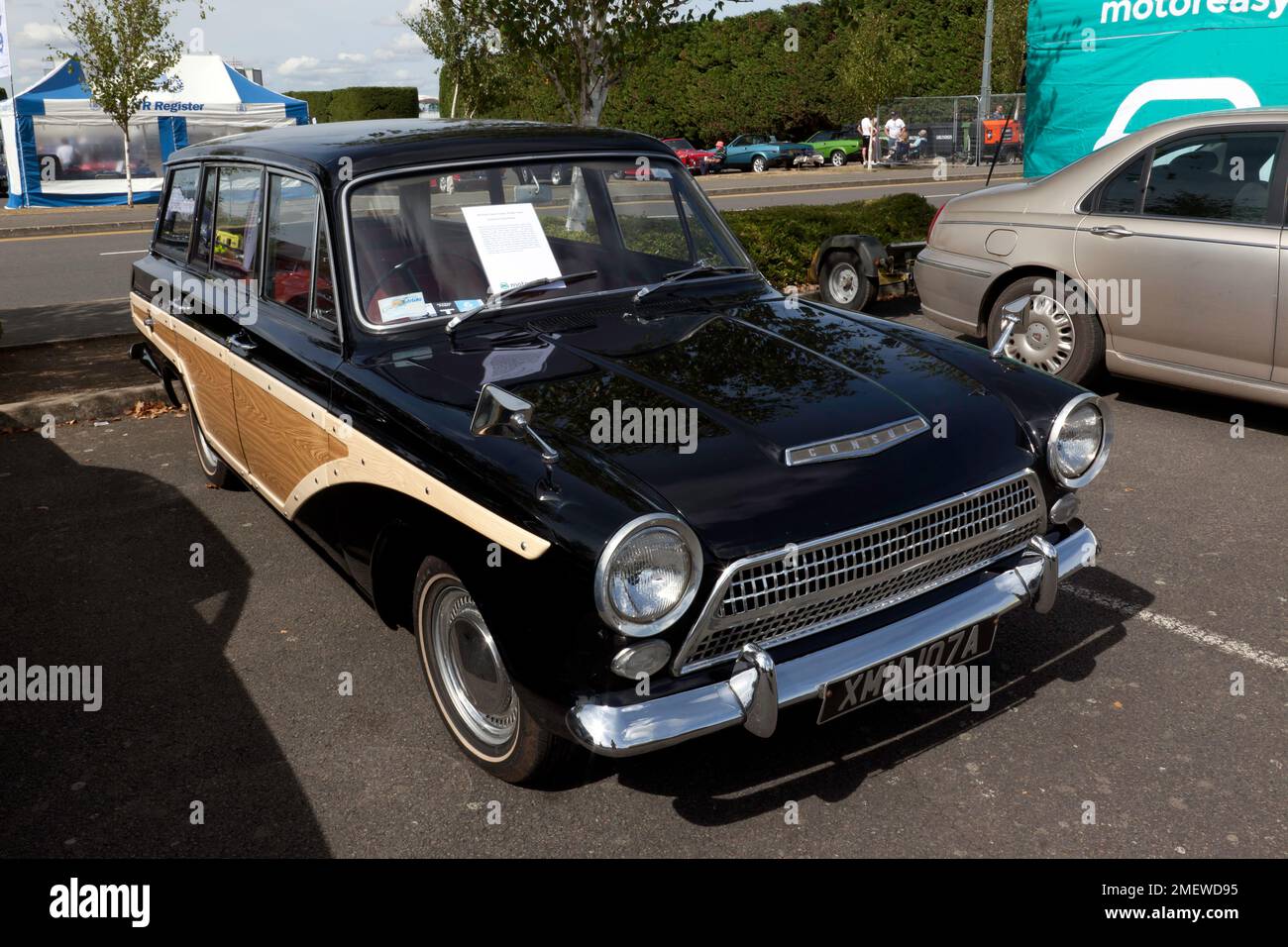 Three-quarters Front View of a Black, 1963, Ford Consul Cortina 'Woody ...