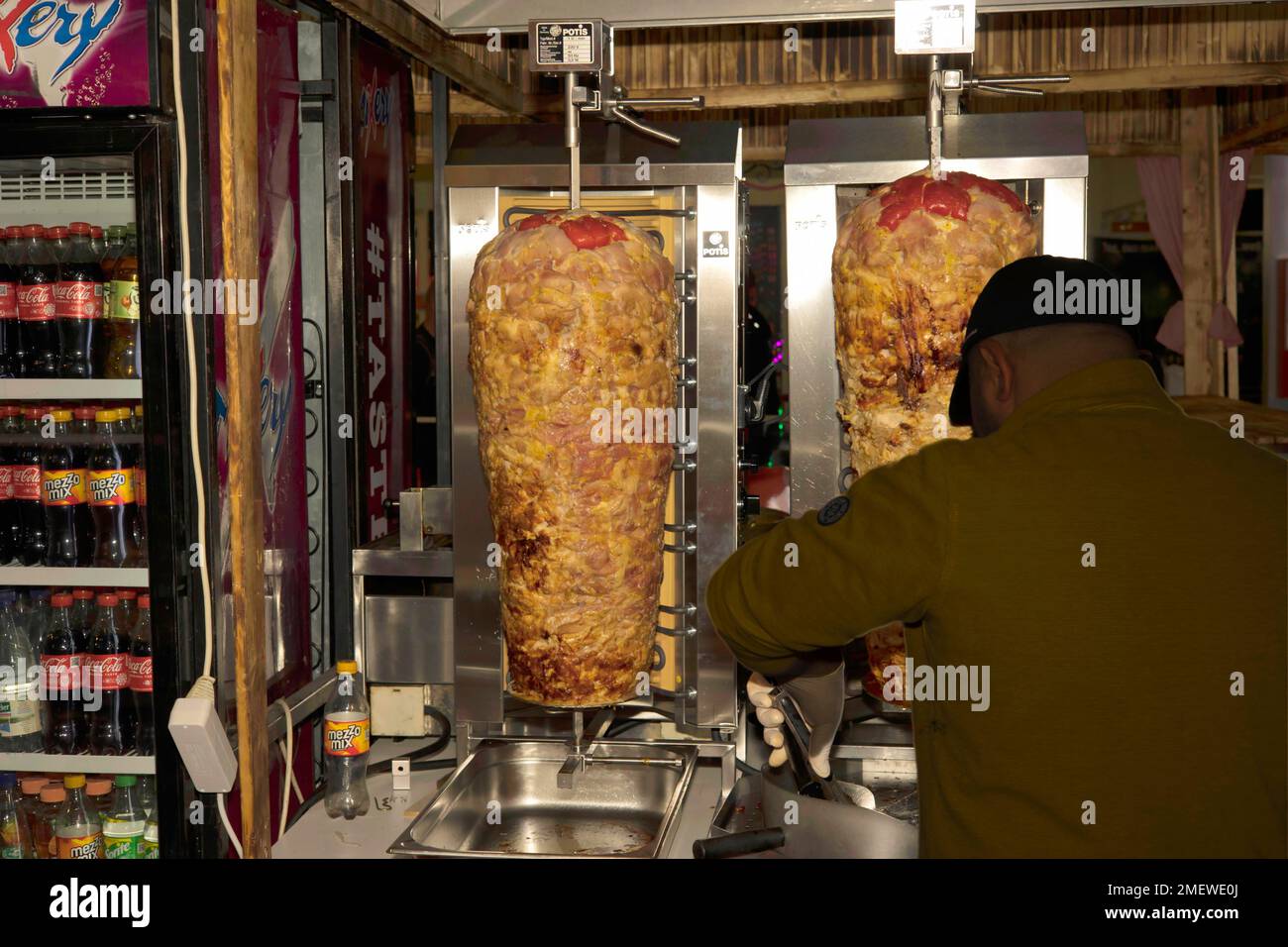 Doener Kebab stand, rotating spit, Green Week, Berlin, Germany Stock ...