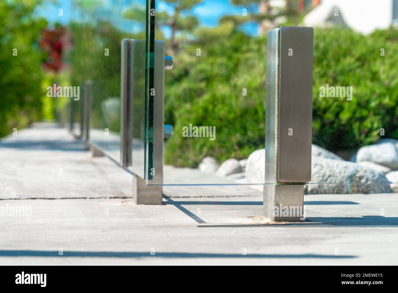 stainless steel column with glass holder Stock Photo - Alamy