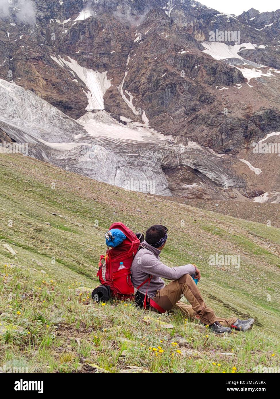 Himachal, India - July 10th, 2022 : Man with trekking bag in the ...
