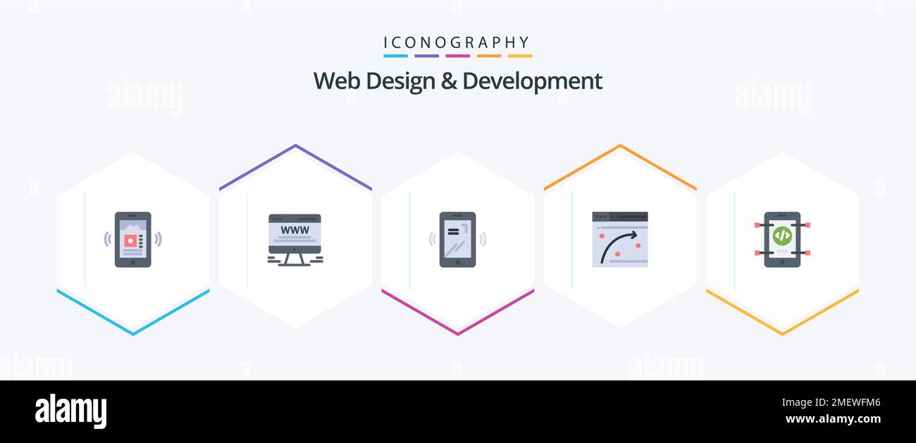 Web Design And Development 25 Flat icon pack including web. coding. vibrate. mobile. window ...