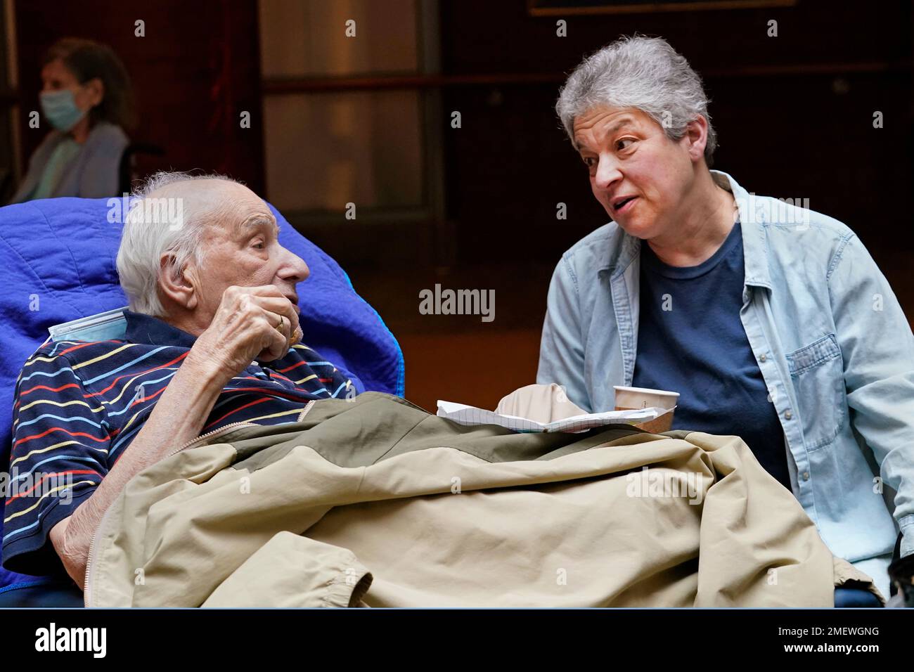 Barbara Goldstein talks to her 90 year-old father Melvin Goldstein as ...