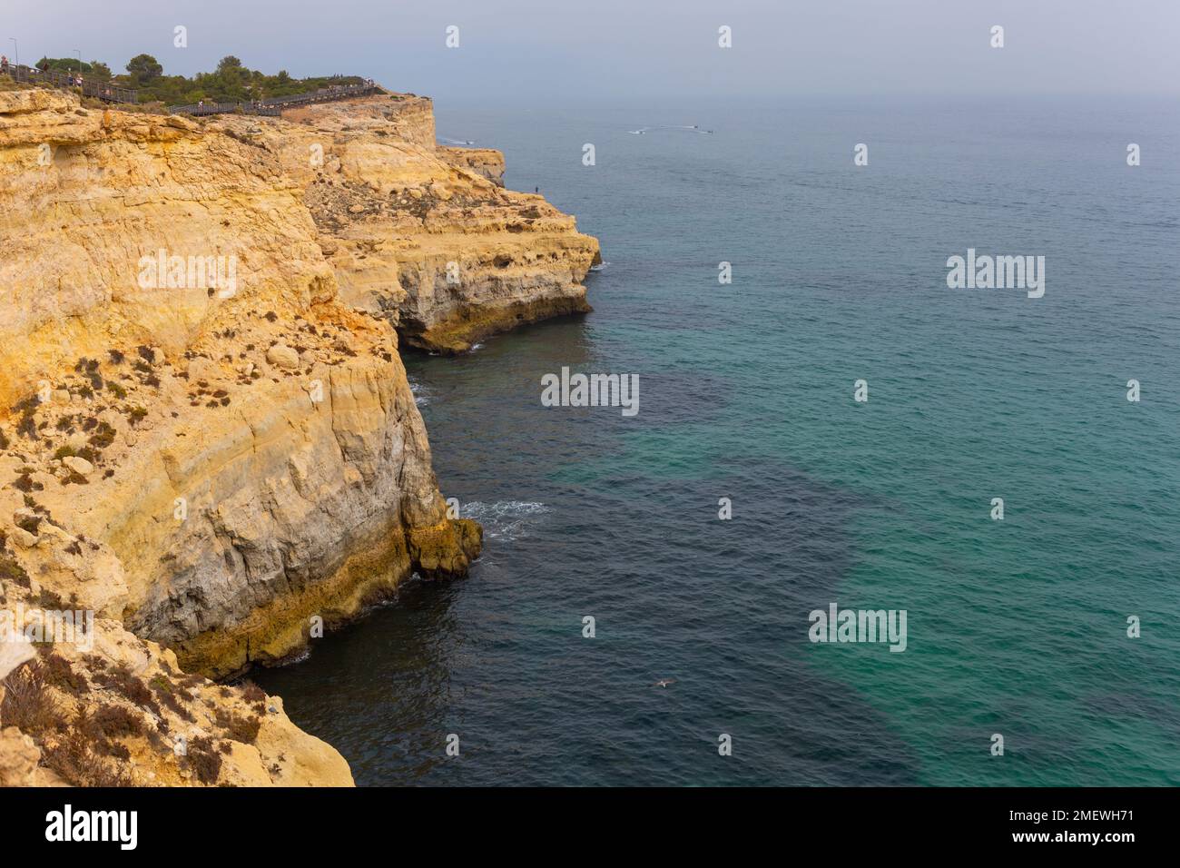 The famous coastline of Algarve in Portugal with Sandstone Cliffs ...