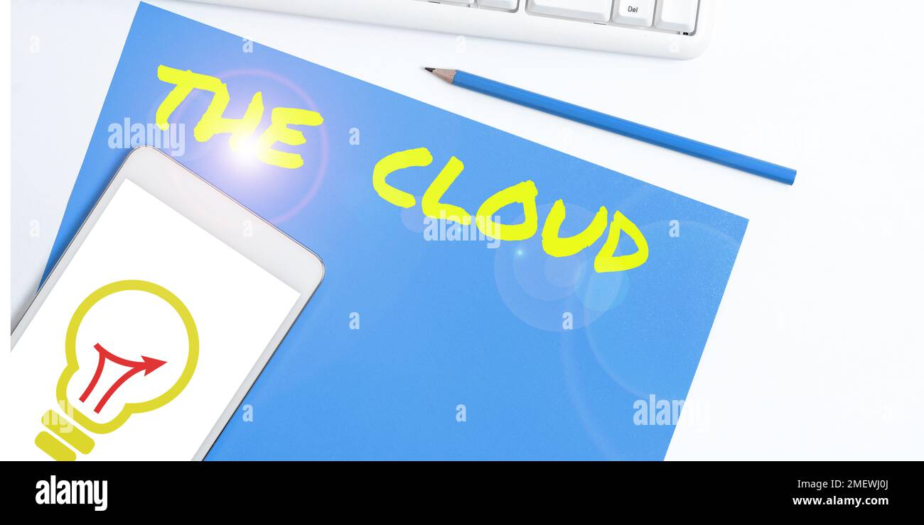 Text showing inspiration The Cloud, Concept meaning Programs used in Storing Accessing data over ...