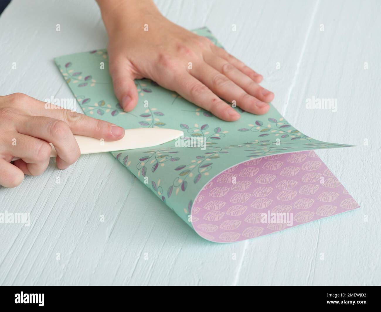 Paper Craft. DIY Origami Gift box Step 1 Stock Photo - Alamy