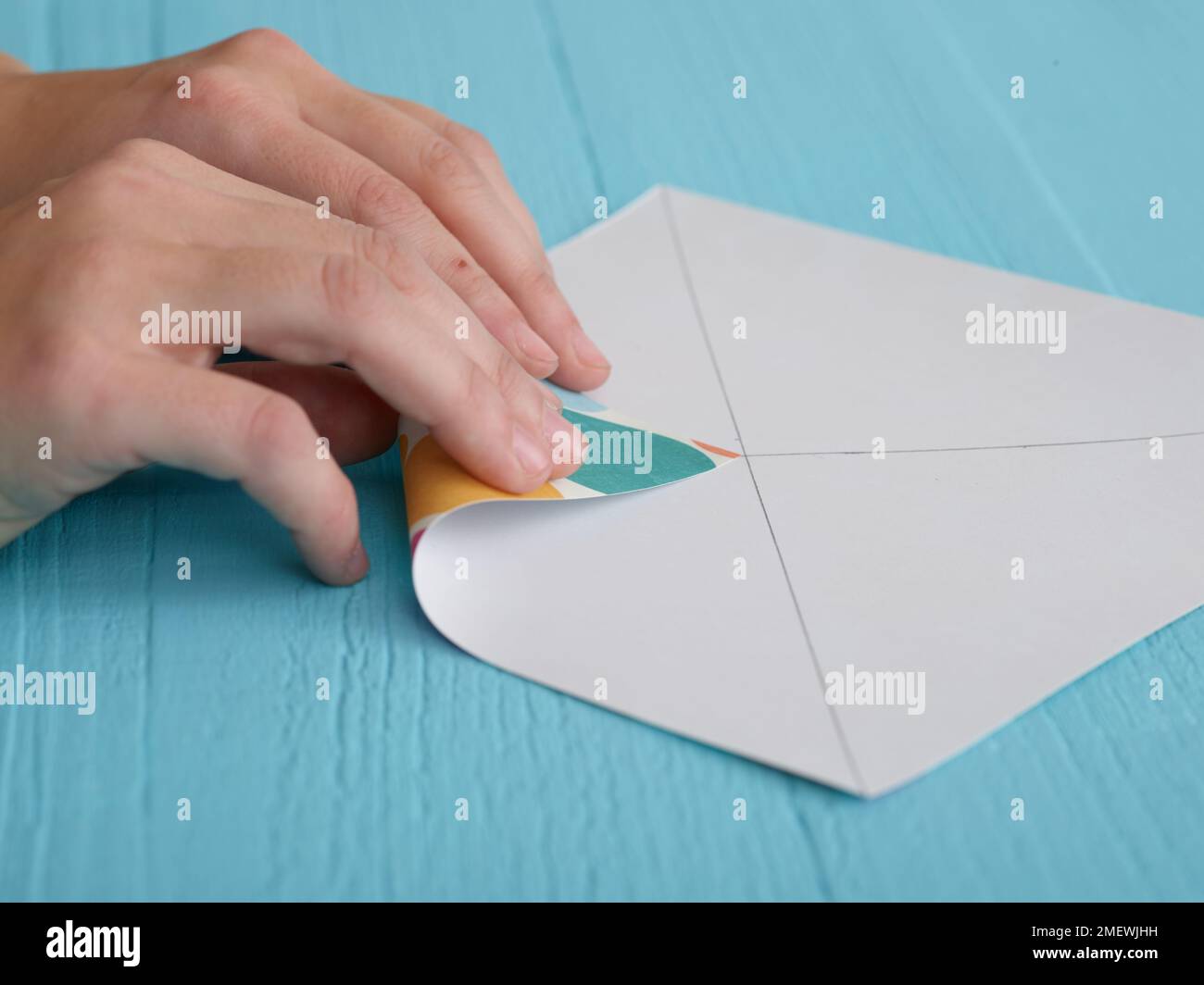 Paper Craft. DIY Envelope Step 2 Stock Photo - Alamy
