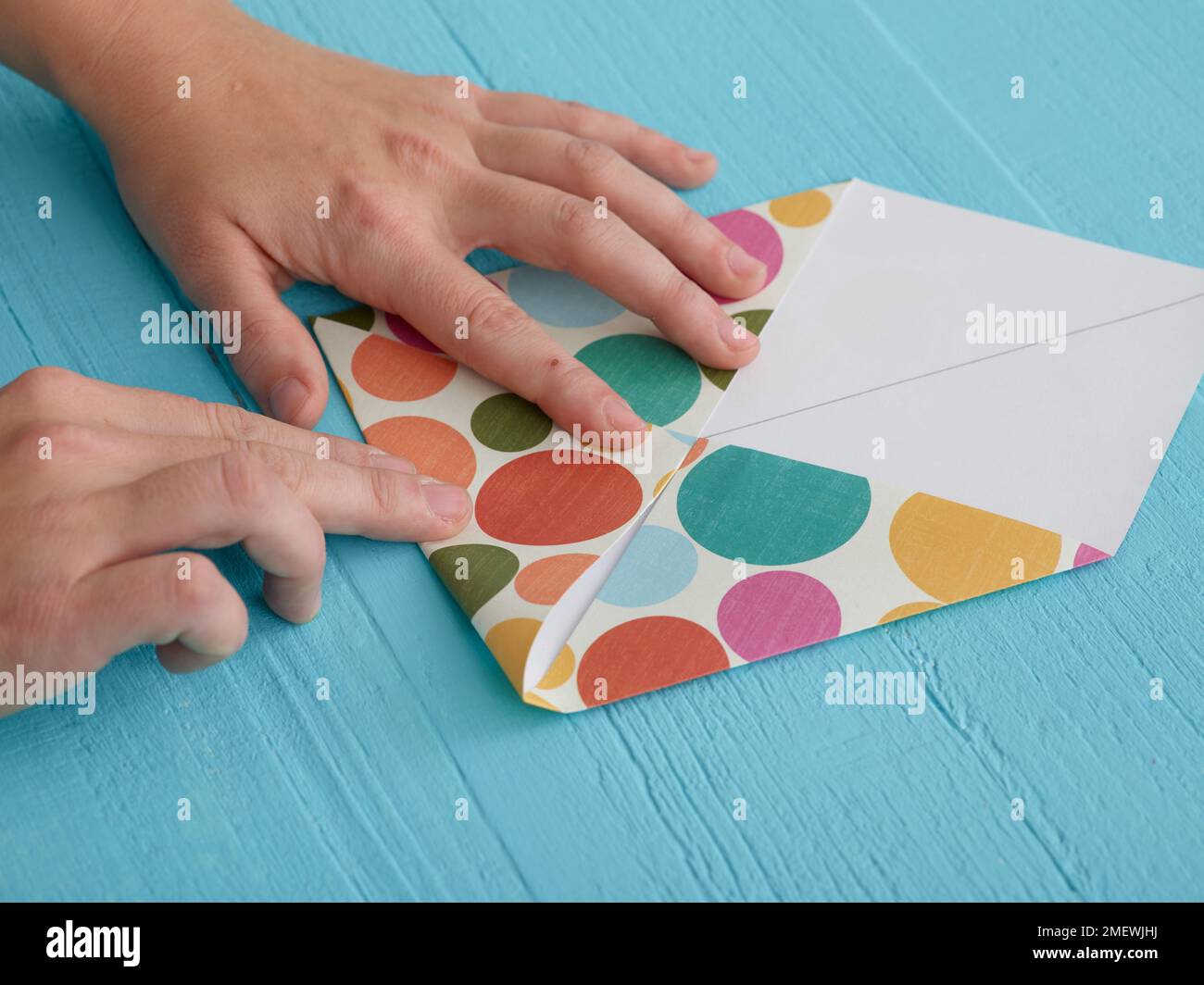 Paper Craft. DIY Envelope Step 3 Stock Photo - Alamy