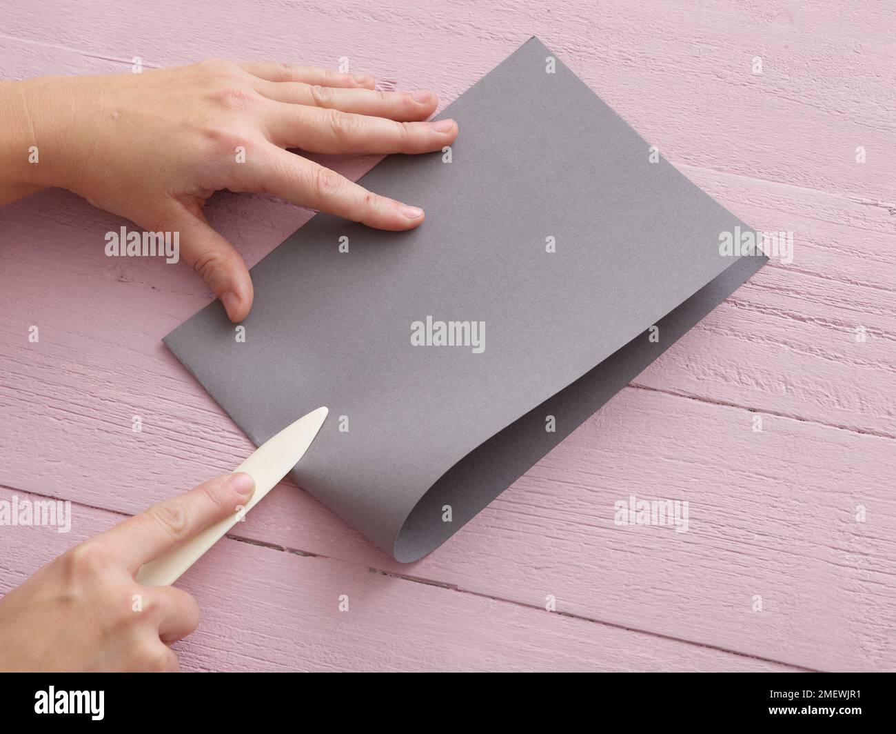 Paper Craft. DIY Concertina City Card Step 2 Stock Photo - Alamy