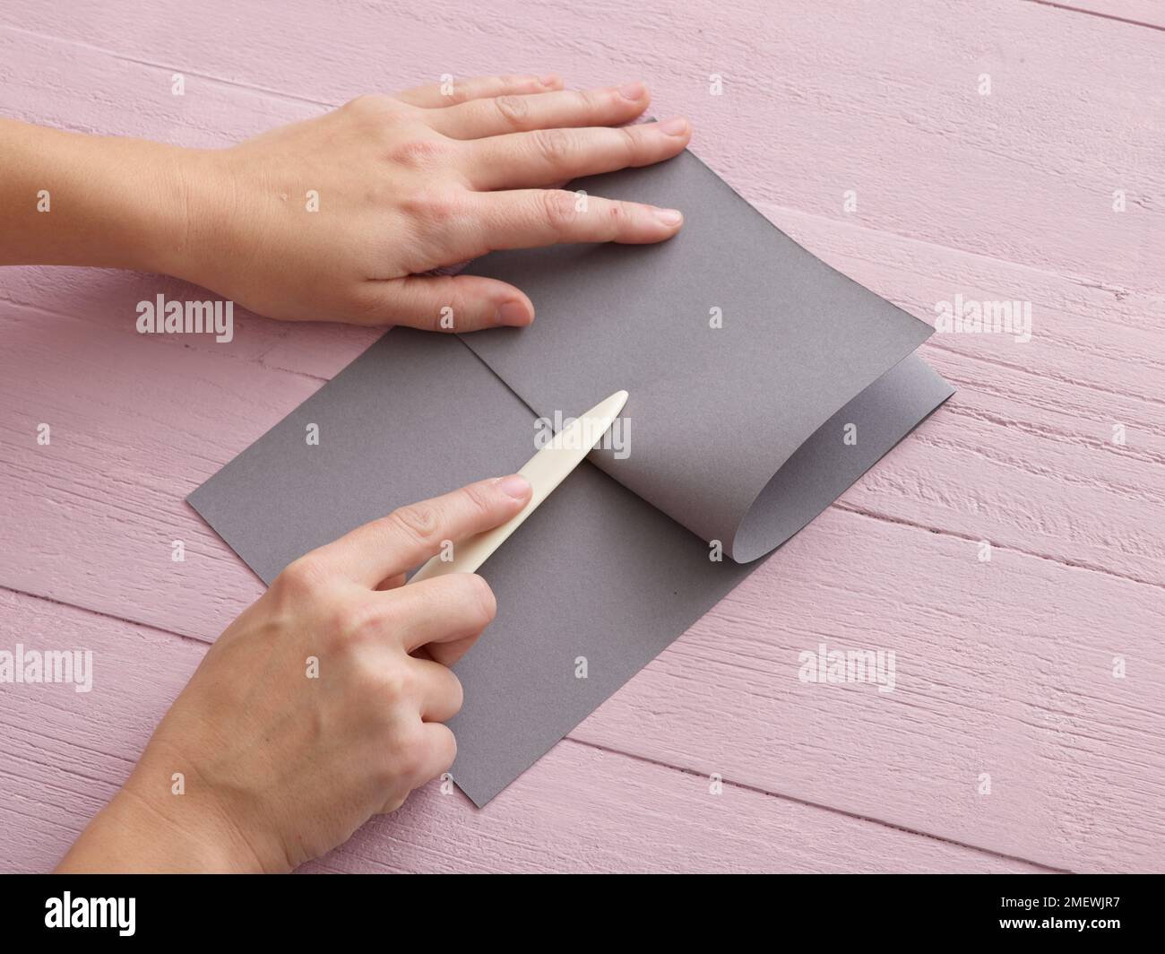 Paper Craft. DIY Concertina City Card Step 3 Stock Photo - Alamy