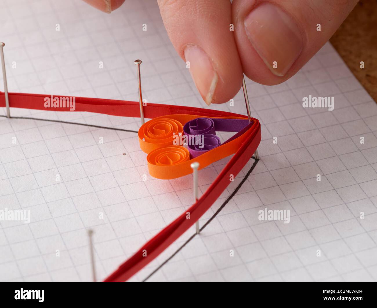 Paper Craft. DIY Quilling Heart Card Step 7 Stock Photo - Alamy