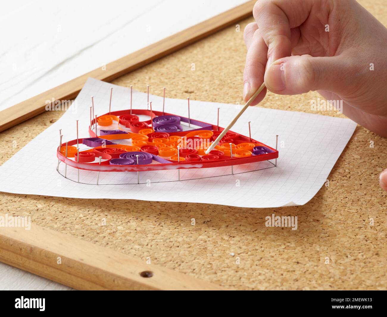 Paper Craft. DIY Quilling Heart Card Step 11 Stock Photo - Alamy