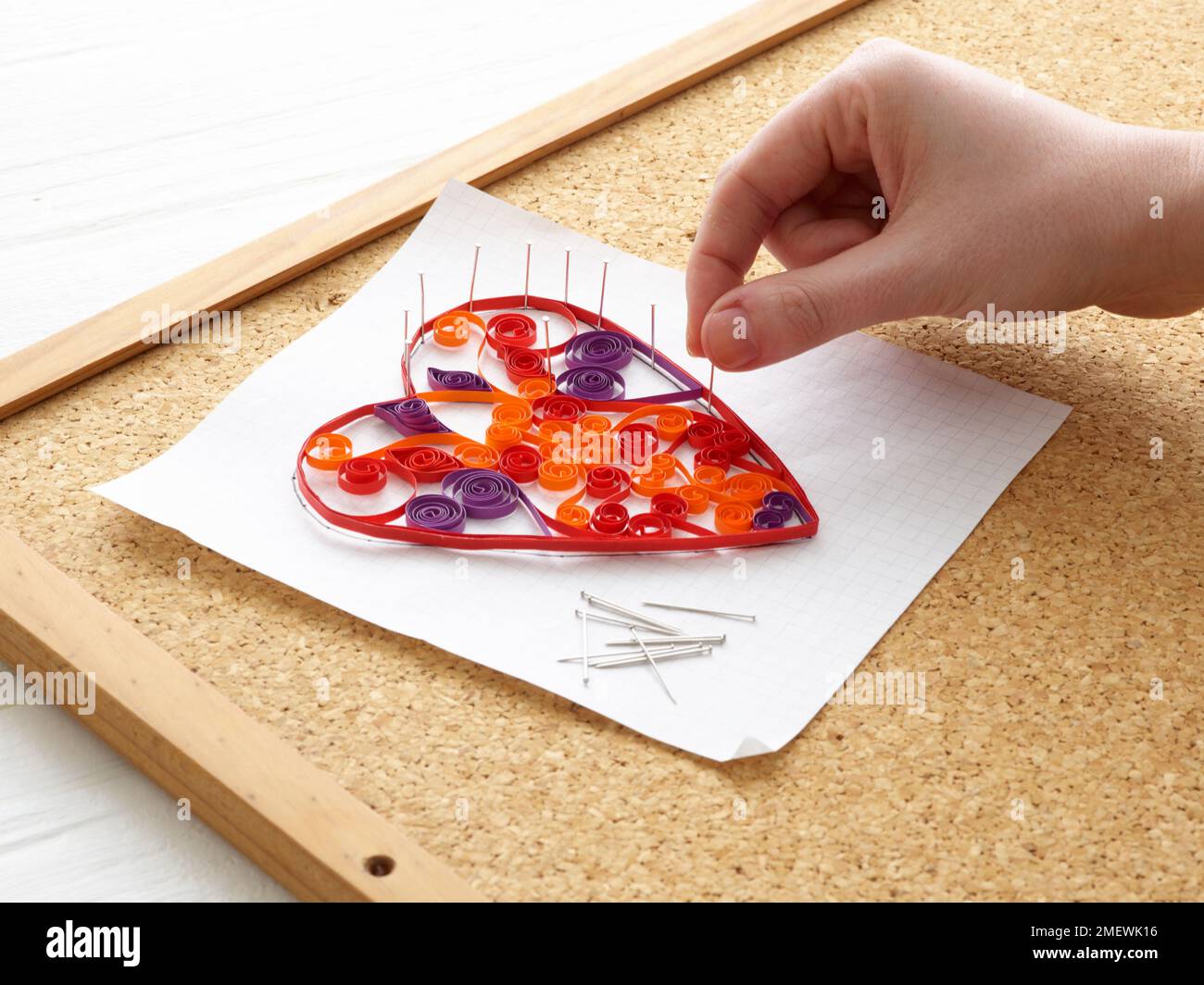 Paper Craft. DIY Quilling Heart Card Step 12 Stock Photo - Alamy