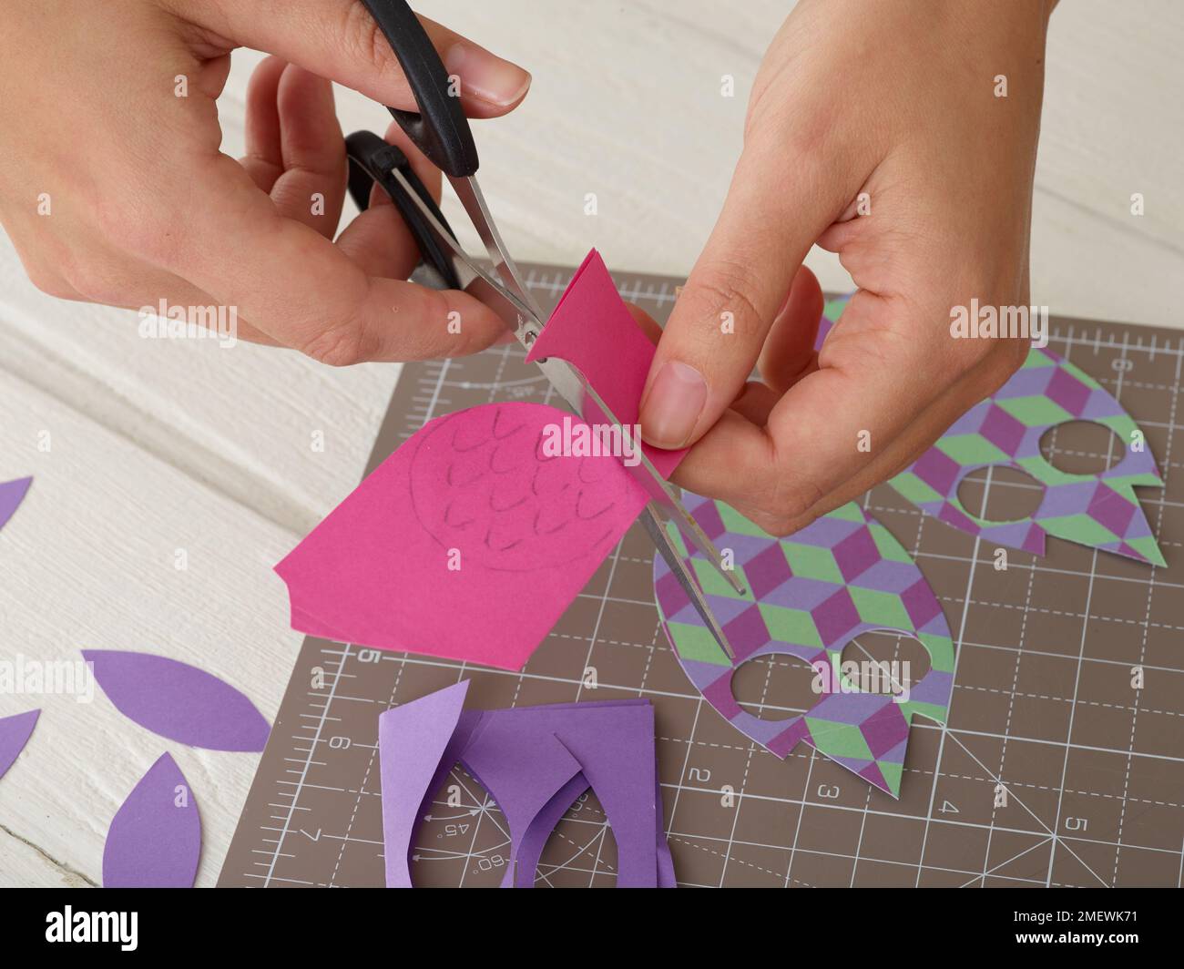 Paper Craft. DIY Paper Mobile Step 4 Stock Photo - Alamy